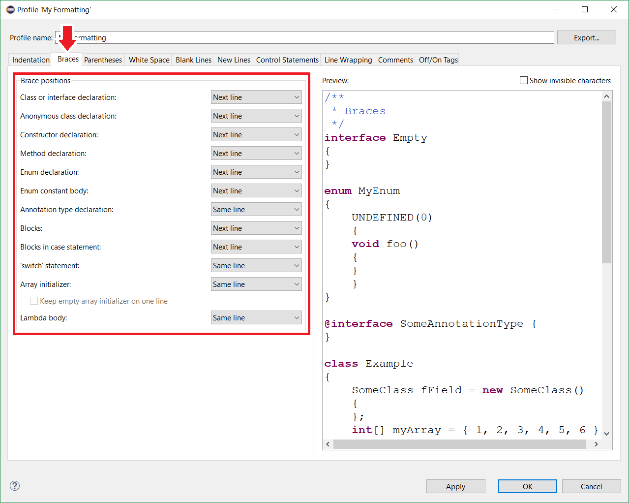 Eclipse Changing The Java Code Style Formatting